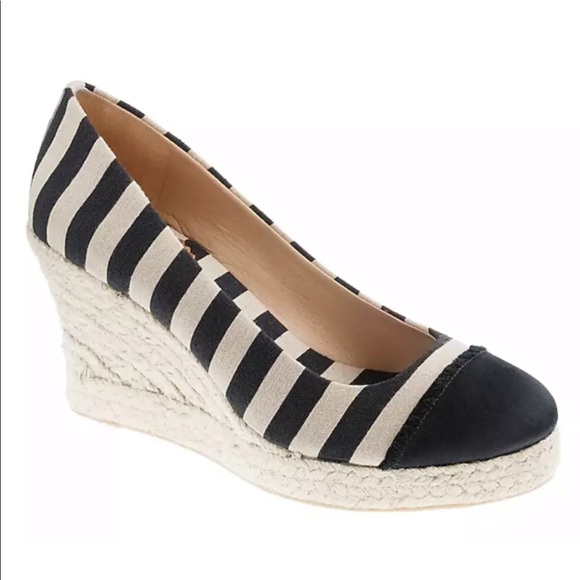 J. Crew | Shoes | J Crew Seville Canvas And Satin Wedge Espadrilles ...